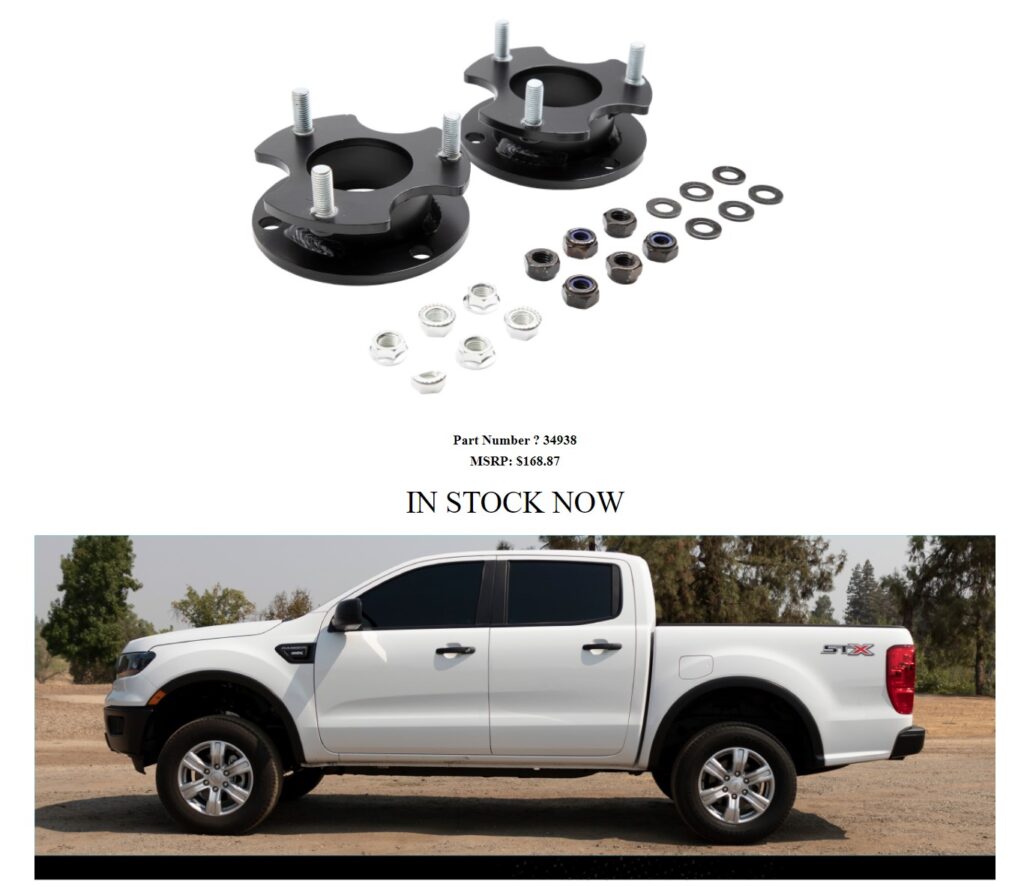 Belltech (34938): 2.5” Leveling Kit for ’19-’20 Ford Ranger – Parts Pro ...